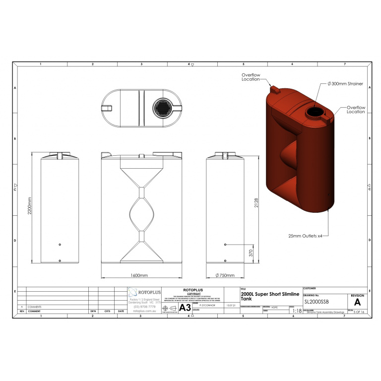 2000 Litre Slimline Water Tank | Get Tanked Water Tanks