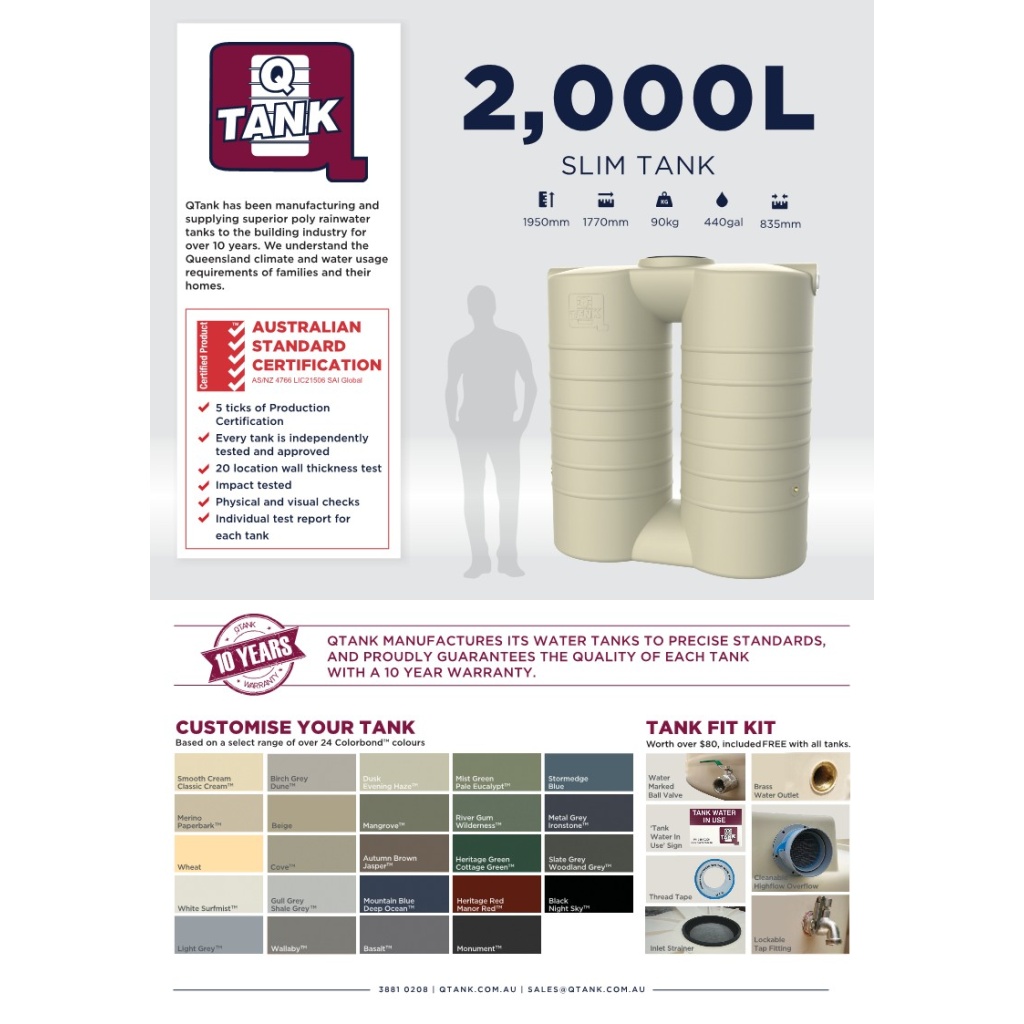 2000 Litre Water Tank | Get Tanked Water Tanks