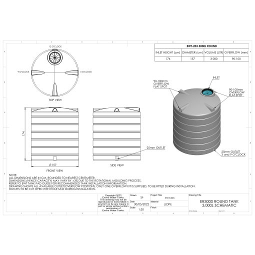 3000 Round Water Tank | Get Tanked Water Tanks